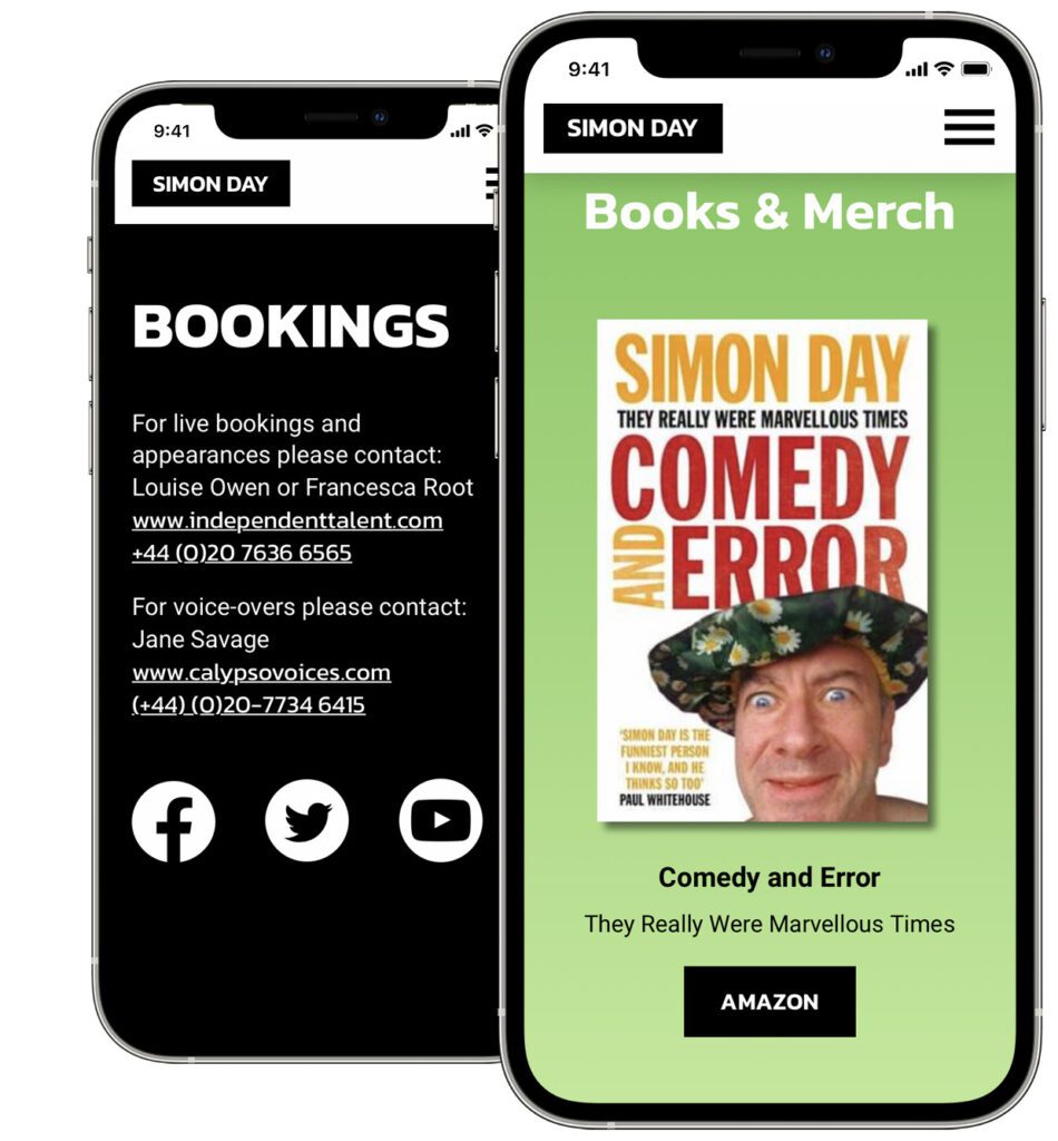 Simon Day - Comedian, Actor & Personality Web Design & Build