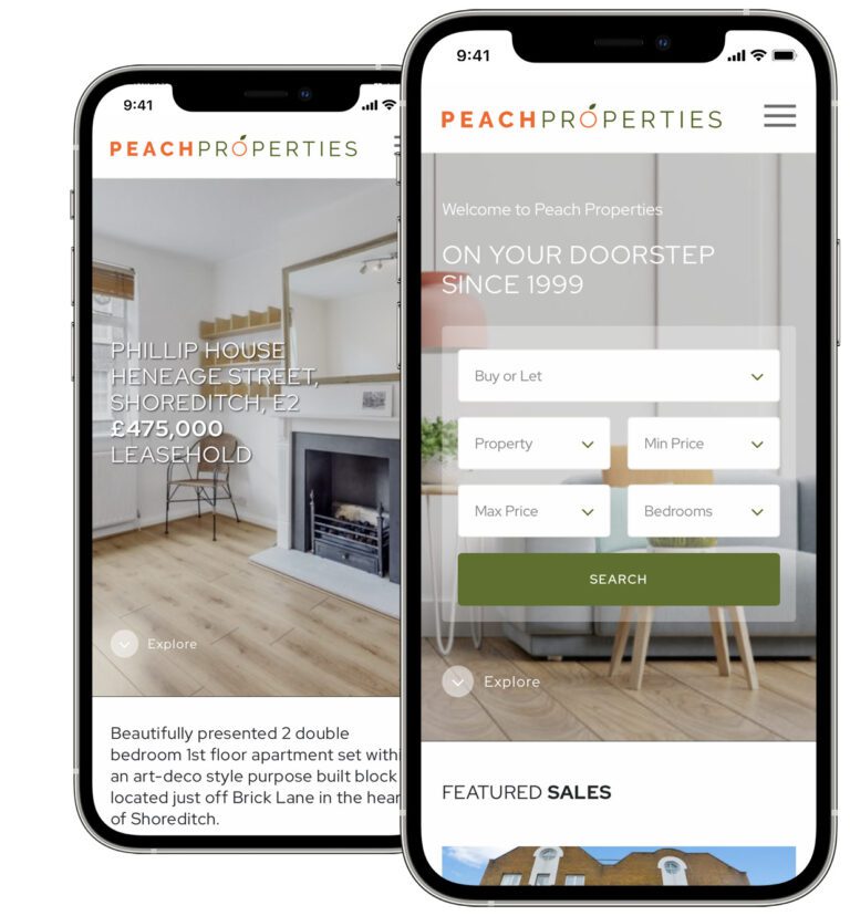 Peach Properties - Estate Agent website design & build by LWDA